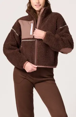 JORDE Miller Recycled Wool Blend Crop Fleece Jacket Teddy