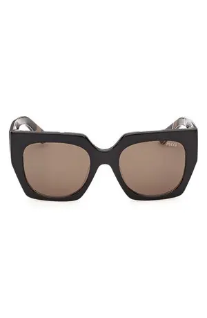 Emilio Pucci 52mm Geometric Sunglasses - Black Khaki Pattern Olive