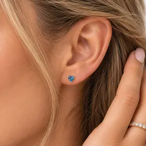 DONATELLO GIAN Sterling Aqua Blue Heart Studs