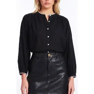 BISHOP + YOUNG Juliette Whipstitch Blouse - Black