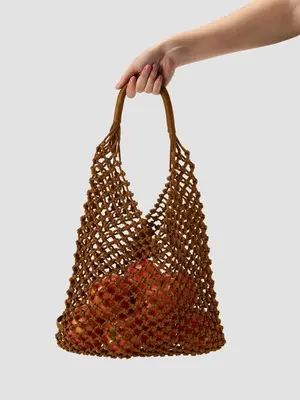 NAGHEDI Isola Large Net Shoulder Bag - Teak