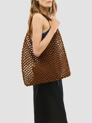 NAGHEDI Isola Large Net Shoulder Bag - Teak