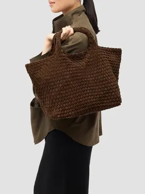 NAGHEDI St. Barths Medium Suede Tote Bag - Teak