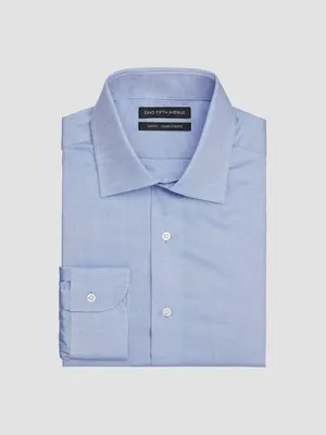 SAKS FIFTH AVENUE Collection Slim-fit Solid Cotton Poplin Shirt - Blue