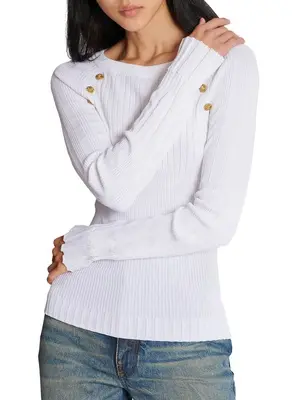 Balmain Buttoned-shoulder Boatneck Sweater