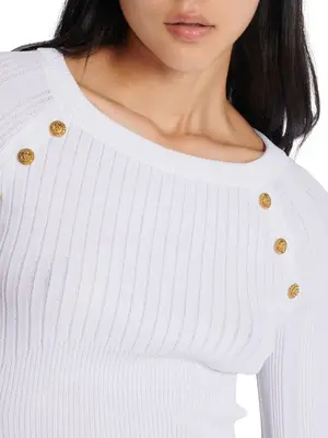 Balmain Buttoned-shoulder Boatneck Sweater