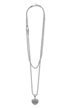 Lagos Signature Caviar Heart Pendant Necklace