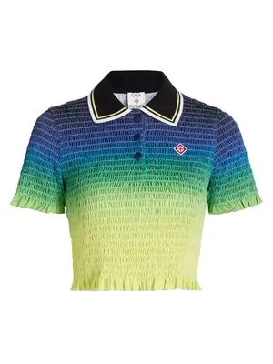 Casablanca Shirred Cotton Polo Shirt - Gradient