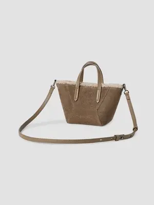 Brunello Cucinelli Duo Mini Top Handle Bag In Sparkling Textured Leather