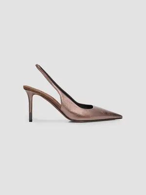 Brunello Cucinelli 80mm Leather Slingback Pumps - Bronze