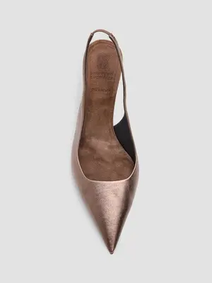 Brunello Cucinelli 80mm Leather Slingback Pumps