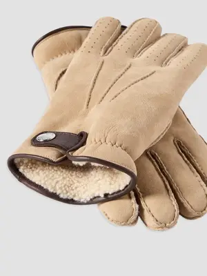 Brunello Cucinelli Suede Curly Shearling Gloves