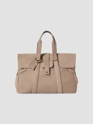 Brunello Cucinelli Textured Nubuck Country Weekender Bag - Brown