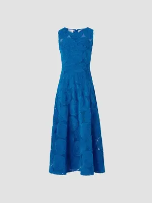 Akris Chenille Embroidery Mesh Midi Dress