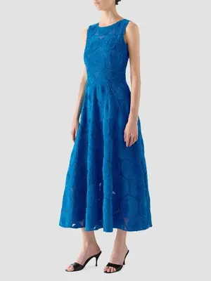 Akris Chenille Embroidery Mesh Midi Dress