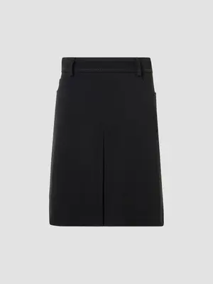 Akris Wool Tricotine Box-pleat A-line Skirt - Black