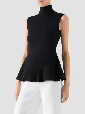 Akris Signature Jersey Twisted-seam Peplum Top