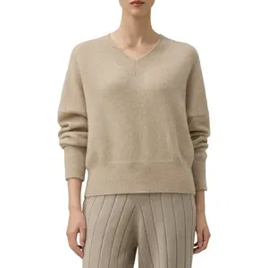 Lilysilk Lurex-silk-cashmere V-neck Sweater - Camel