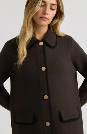 NVLT Eyelash Knit Coatigan With Contrast Trim