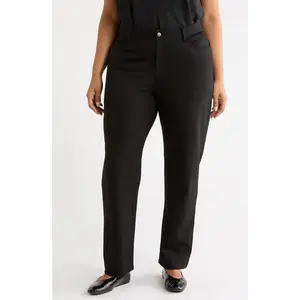 Eileen Fisher High Waist Stretch Straight Leg Jeans - Black