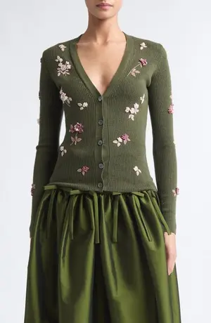 Bernadette Oscar Ribbon Detail Midi Skirt - Dark Lime