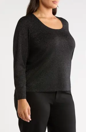 Eileen Fisher Metallic Wool U-neck Sweater