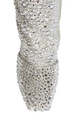 Balmain Wedge Thigh-high Satin Boots With Crystals