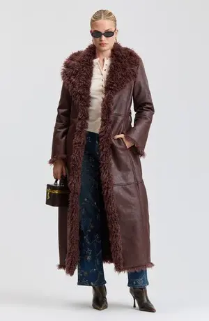 Avec Les Filles Maxi Faux Shearling Coat