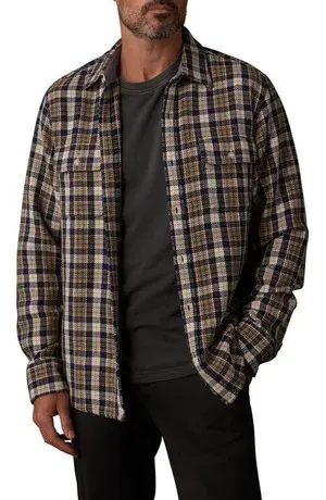 THE NORMAL BRAND Mountain Textured Plaid Overshirt Moss Multi
