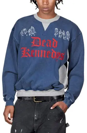 PLEASURES Deaf Club Graphic Sweatshirt - Navy