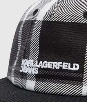 Karl Lagerfeld Plaid Flat Brim Cap