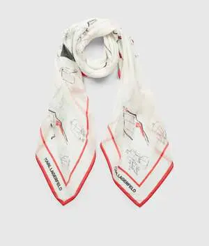 Karl Lagerfeld Sketch Silk-blend Scarf