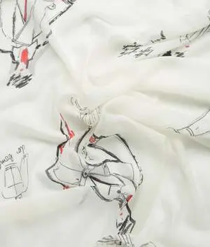Karl Lagerfeld Sketch Silk-blend Scarf - Pristine
