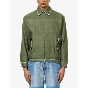 KARTIK RESEARCH Vankar Pleat Embroidered Wool-and-linen Jacket