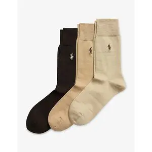 Polo Ralph Lauren 3-pack Cotton-blend Trouser Socks - Stone/brown/camel