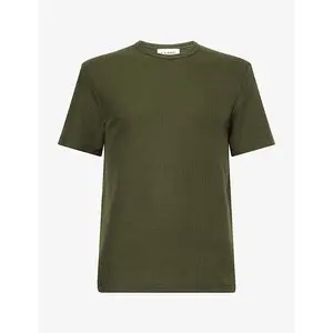 FRAME Crewneck Textured Cotton T-shirt - Deep Olive
