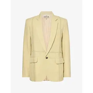 KARTIK RESEARCH Rabari Embroidered Wool Blazer - Faded Lime