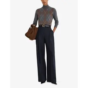 REISS Luna Wide-leg High-rise Wool-blend Trousers