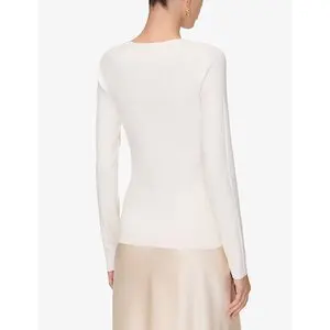 JOSEPH Nali Scoop-neck Long-sleeve Silk-blend Top