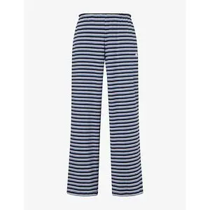THE COUTURE CLUB Striped Brushed Cotton-blend Trousers