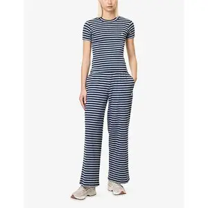 THE COUTURE CLUB Striped Brushed Cotton-blend Trousers