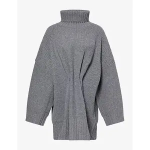 THE FRANKIE SHOP Alira Brooch Wool Knit Dress - Grey