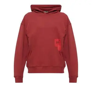 Palm Angels Brushed Palm Tree Regular Hoodie - Red