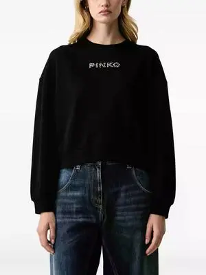 Pinko Embellished Logo-patch Sweater - Black