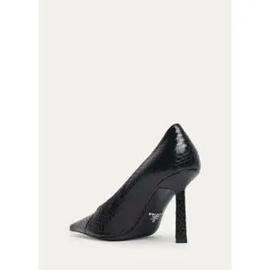 Prada 90mm Snake-embossed Leather Pumps