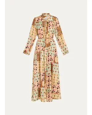 Zimmermann Fairlight Patchwork Silk A-line Maxi Dress