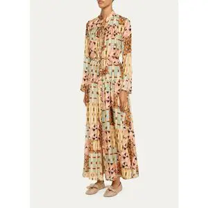 Zimmermann Fairlight Patchwork Silk A-line Maxi Dress