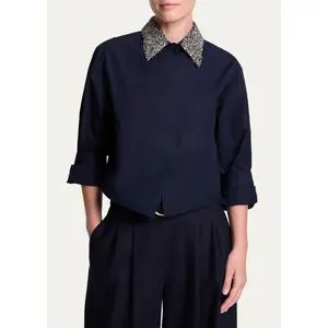 TWP New Chapter Crystal-collar Cotton Shirt