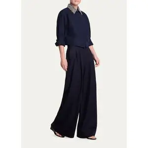 TWP New Chapter Crystal-collar Cotton Shirt