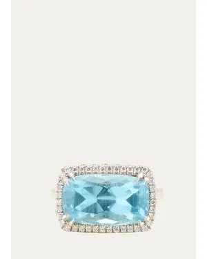 Jamie Wolf 18k White Gold, Aquamarine & 1.36 Tcw Diamond Ring - Light Blue